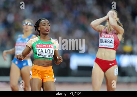 Ivorian athlete Marie-Josee Ta Lou celebrates her win in the women 200 ...