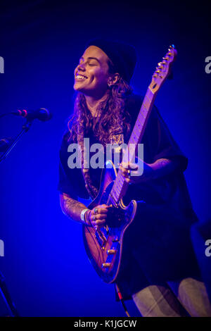 The Australian musician Tash Sultana pictured on stage as she performs ...
