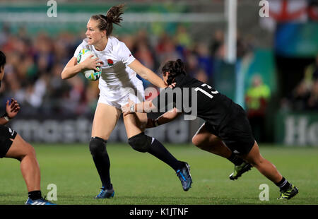 New Zealand's Stacey Waaka (left) with the ball as her nose appears to ...