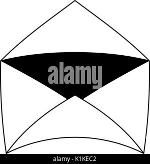 envelope with message over white background. black and white design ...