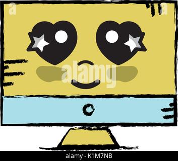 kawaii cute happy computer technology Stock Vector Image & Art - Alamy