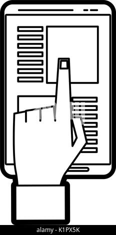 flat line uncolored hand over white background vector illustration ...