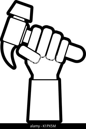 flat line uncolored hand over white background vector illustration ...