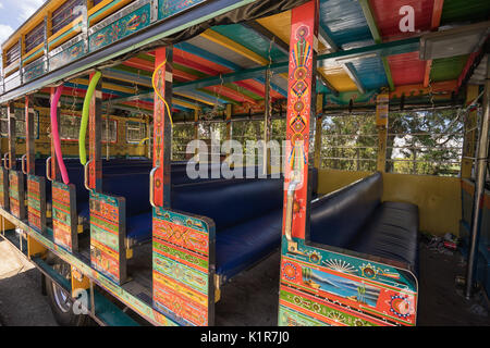 August 6, 2017 Medellin, Colombia: colourful old buses called Stock ...