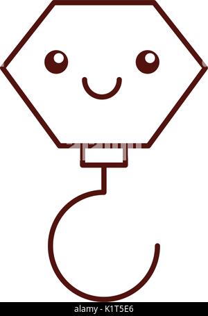 construction crane hook kawaii character vector illustration design ...