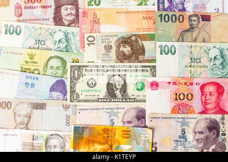 Various currencies banknotes forming a background pattern Stock Photo ...