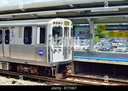 CTA Yellow Line Skokie Swift end of the line train station with the ...