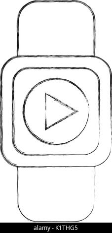 Video streaming smartwatch interface vector template. Mobile app notification day mode design ...