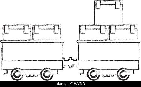 cargo train with cardboard boxes side view container vector ...