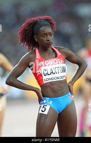 Grace Claxton of Puerto Rico competing in the women’s 400m hurdles at the World Athletics ...