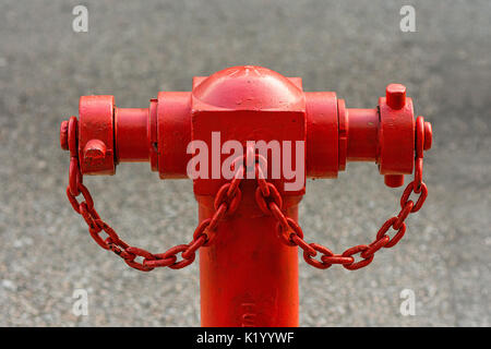 Red fire hydrant water pipe near the road. for emergency access Stock ...
