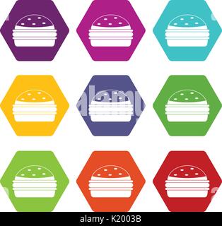 Hamburger icon set color hexahedron Stock Vector Image & Art - Alamy