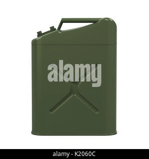 Red plastic jerrycan, jerry can. Side view, 3D rendering isolated on ...