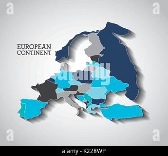 The world map illustration with the European continent in highlight ...
