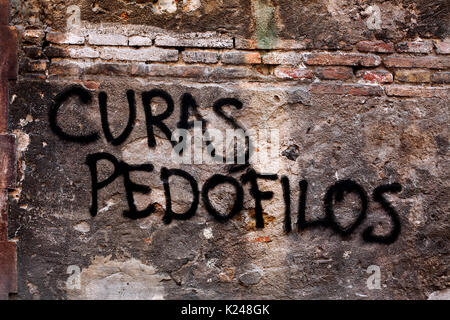 Paedophile priests' graffiti, Barcelona, Spain Stock Photo - Alamy