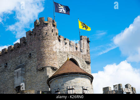 Medieval castle Gravensteen - Castle of the Counts with small windows ...