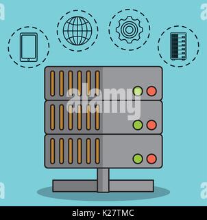 data center cabinet icon over blue background colorful design vector ...
