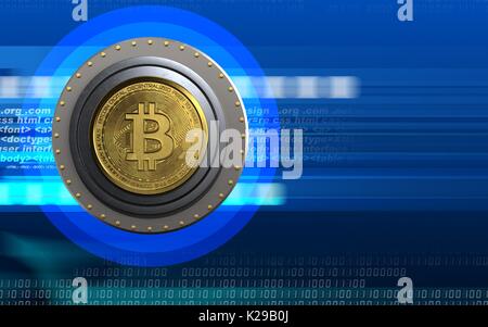 3d illustration of bitcoin safe over cyber background Stock Photo - Alamy