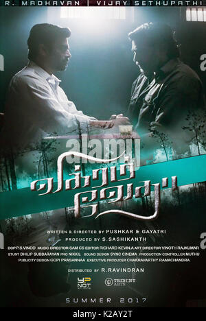 VIKRAM VEDHA, Indian poster in Tamil, from left: Madhavan, Vijay ...