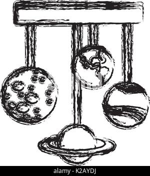 hanging earth and others planet space icon vector illustration Stock ...