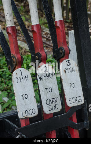Traditional railway point levers Stock Photo - Alamy