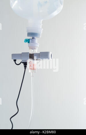 Close up valve of saline solution tube with clear background Stock ...