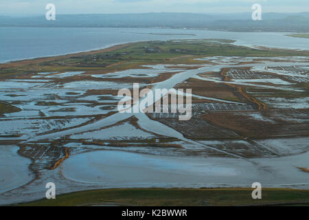Aerial view of Steart Peninsula, Somerset, UK, February 2015 Stock ...