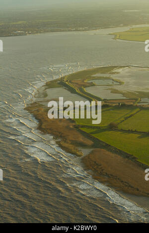 Aerial view of Steart Peninsula, Somerset, UK, February 2015 Stock ...