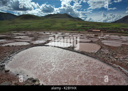 Traditional production of salt, Nangqian County, Qinghai Province ...