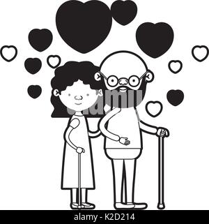 Romantic black silhouette of a couple embraced within a soft pink heart ...