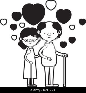 Romantic black silhouette of a couple embraced within a soft pink heart ...