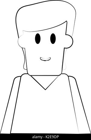 flat line uncolored man over white background vector illustration Stock ...