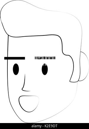 flat line uncolored man head over white background vector ilustration ...