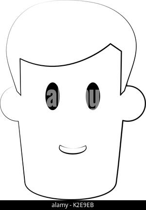 flat line uncolored man head over white background vector illustration ...