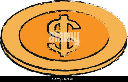 Colorful coin doodle over white background vector illustration Stock ...