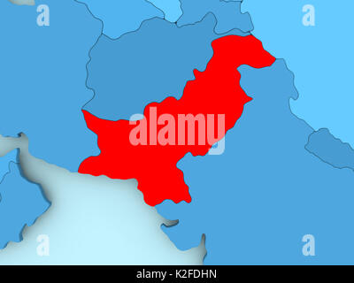 Pakistan highlighted on blue 3D model of political globe. 3D ...