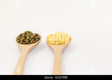 Mung bean and Hull - split monk bean 0n white background Stock Photo ...