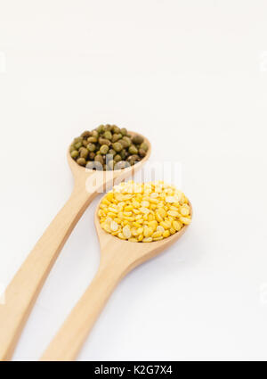 Mung bean and Hull - split monk bean 0n white background Stock Photo ...