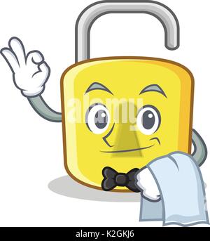 Waiter mascot on cartoon yellow autumn leaves Stock Vector Image & Art ...