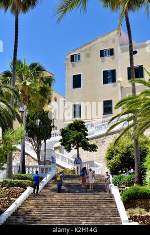 steps up into the old town of mahon menorca spain Stock Photo - Alamy