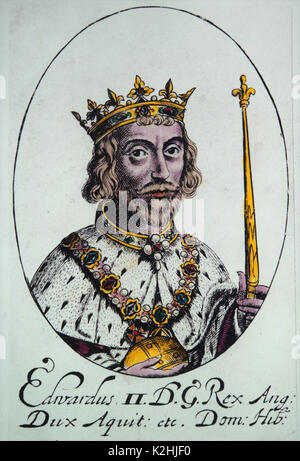 Edward II of England (1284-1327) on engraving from 1830. King of ...