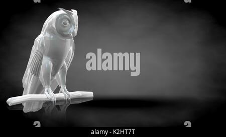 3d rendering of a reflective owl on a dark black background Stock Photo ...