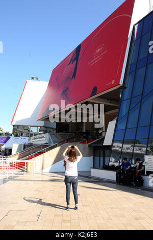 Display Signs for The 70th annual Cannes Film Festival at the Palais on ...
