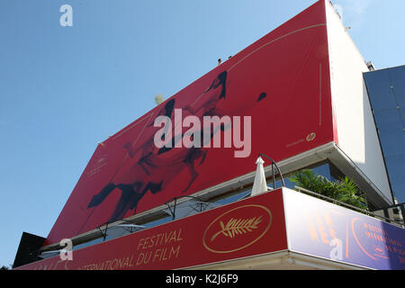 Display Signs for The 70th annual Cannes Film Festival at the Palais on ...