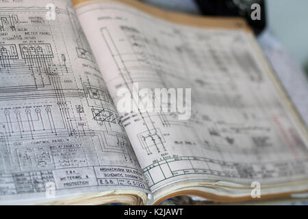 Electricity power plant, control room, log book, plans, designs ...
