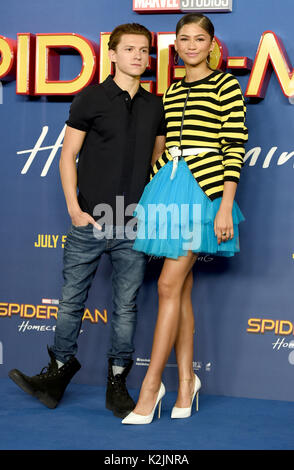 Tom Holland and Zendaya at the photocall for the movie 'Spider-Man ...