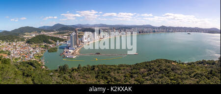 Aerial panoramic view of Balneario Camboriu skyline. Santa Catarina ...