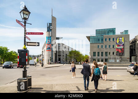 Modern building of Pointe-a-Calliere Museum of archaeology and history ...