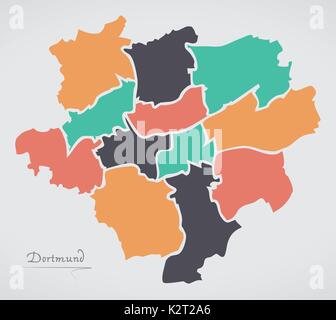 Dortmund city administrative map isolated on white background, Germany Stock Vector Image & Art ...