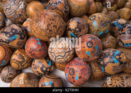 April 29, 2017 Otavalo, Ecuador: indigenous quechua face masks made of ...